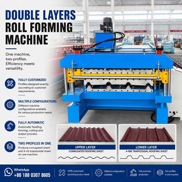 Roof Sheet Making Machine Price | Double Layer Roll Forming Machine for ...